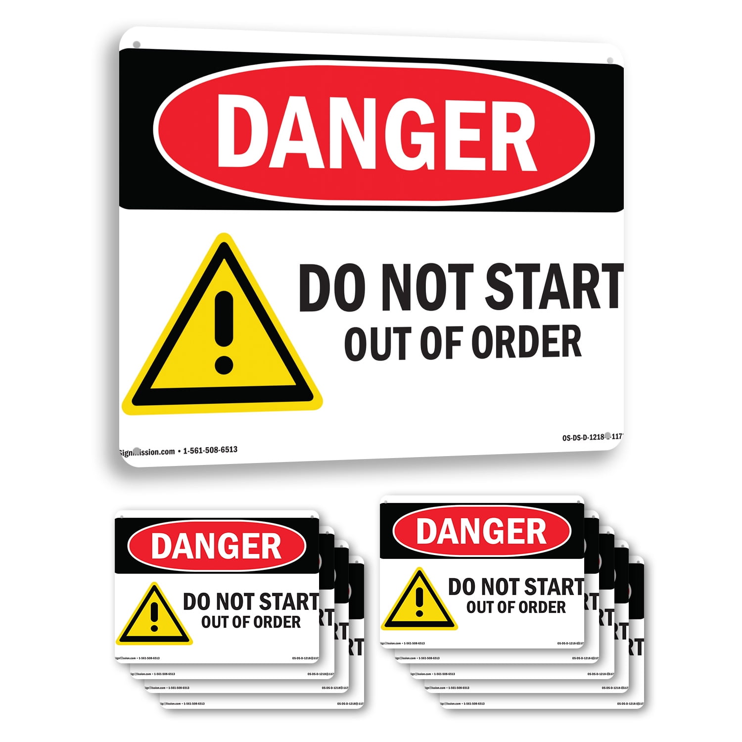 Do Not Start Out Of Order OSHA Danger Rigid Plastic Sign 10 Inch x 7 ...