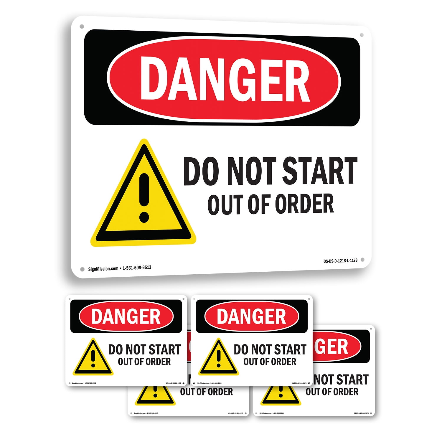 Do Not Start Out Of Order OSHA Danger Rigid Plastic Sign 10 Inch x 7 ...
