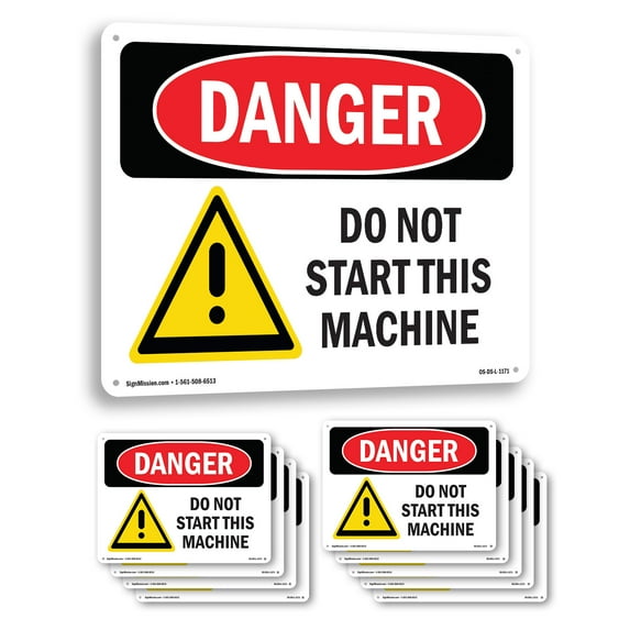 Do Not Start This Machine OSHA Danger Rigid Plastic Sign 14 Inch x 10 ...