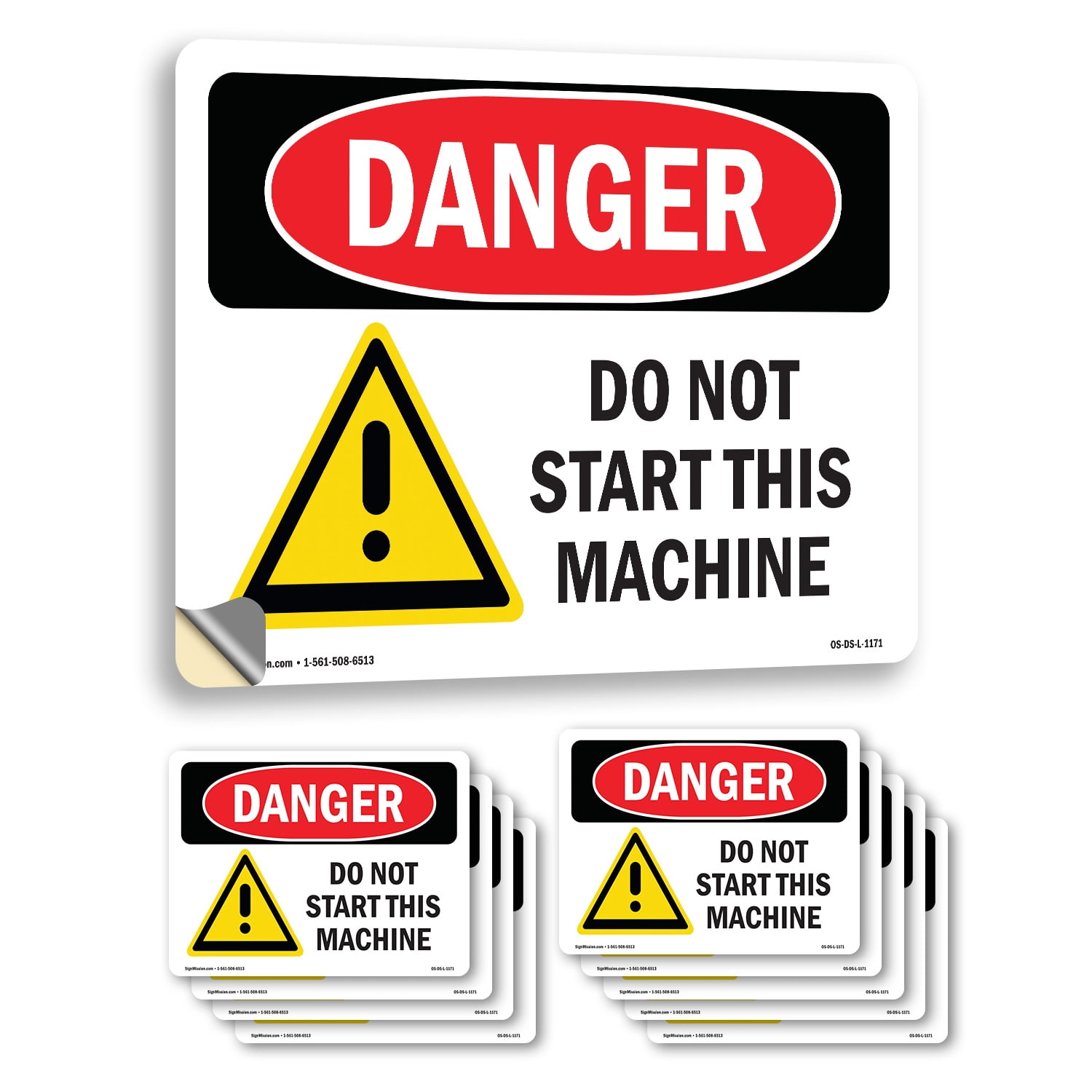 Do Not Start This Machine OSHA Danger Vinyl Decal Label 10 Inch x 7 ...