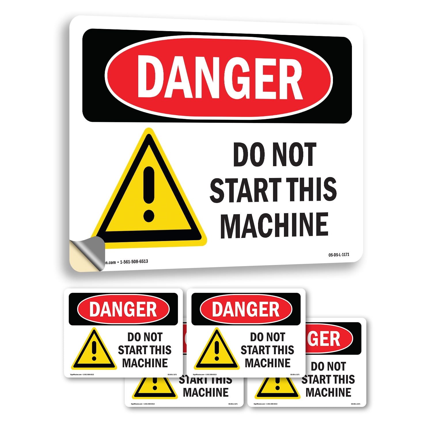 Do Not Start This Machine OSHA Danger Vinyl Decal Label 10 Inch x 7 ...