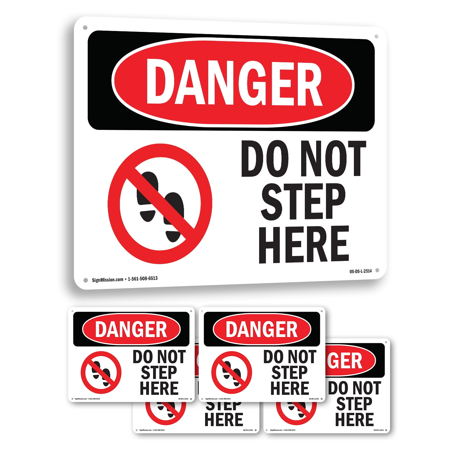 Do Not Step Here OSHA Danger Rigid Plastic Sign 10 Inch x 7 Inch - 5 ...