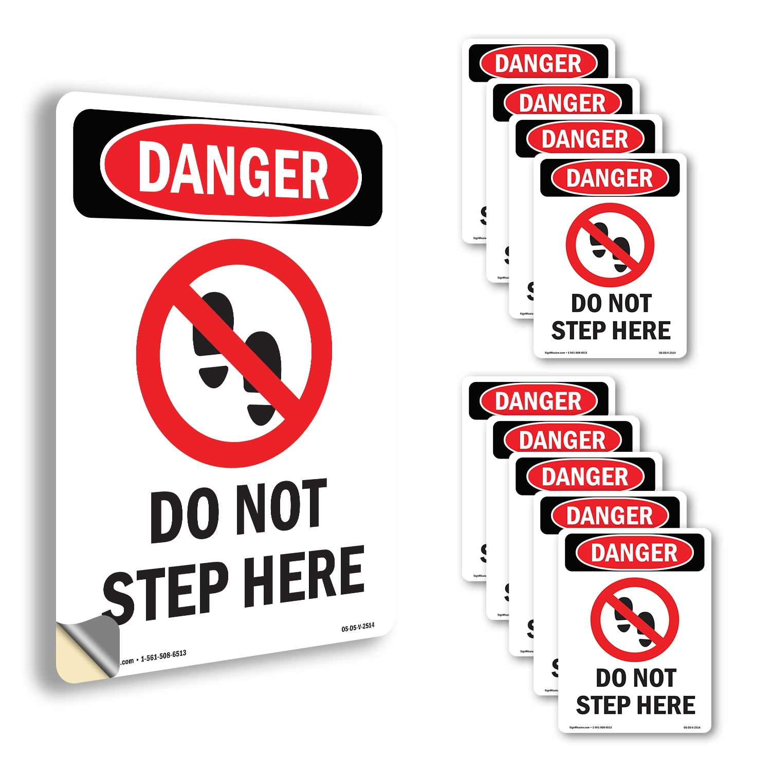 Do Not Step Here OSHA Danger Vinyl Decal Label 18 Inch x 12 Inch - 10 ...