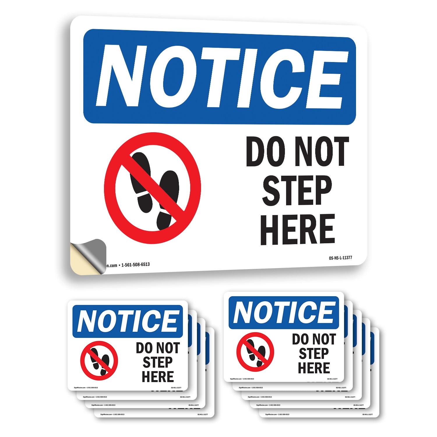 Do Not Step Here With Symbol OSHA Notice Vinyl Decal Label 10 Inch x 7 ...