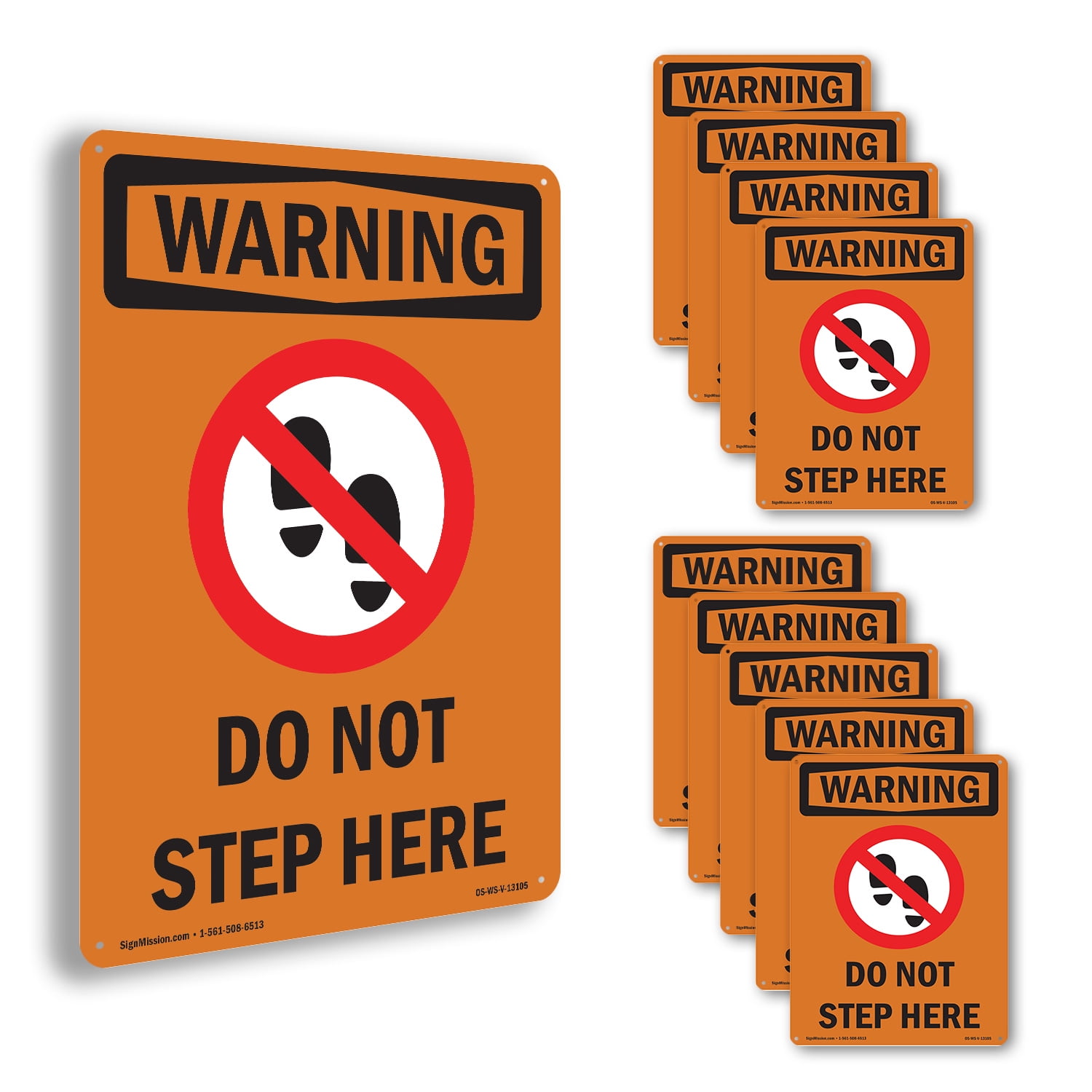 Do Not Step Here With Symbol OSHA WARNING Aluminum Sign 10 Inch x 7 ...