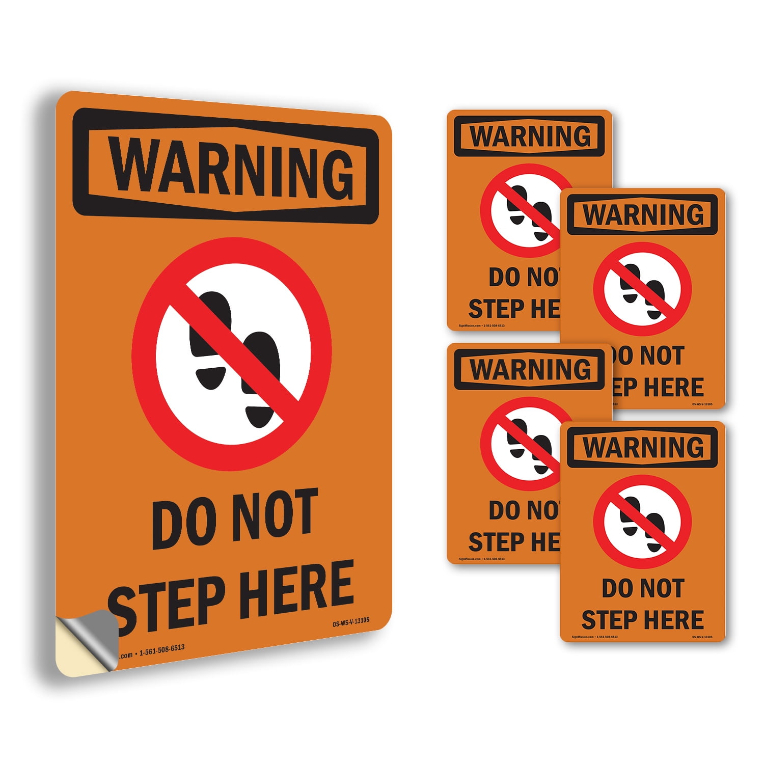 Do Not Step Here With Symbol OSHA WARNING Vinyl Decal Label 18 Inch x ...