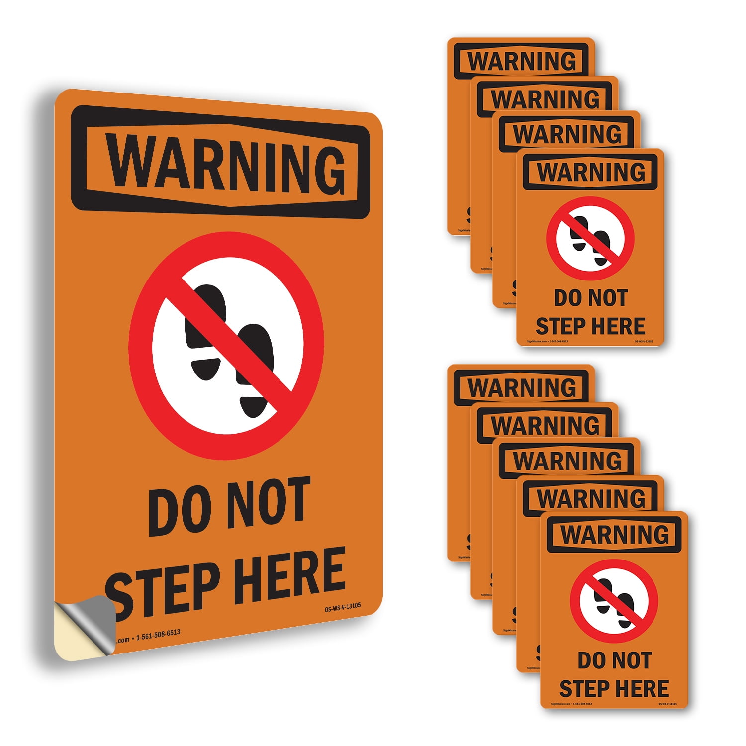 Do Not Step Here With Symbol OSHA WARNING Vinyl Decal Label 7 Inch x 5 ...