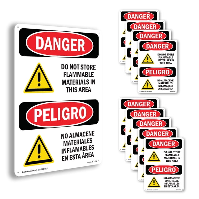 Do Not Store Flammable Materials Bilingual OSHA Danger Aluminum Sign 14 ...
