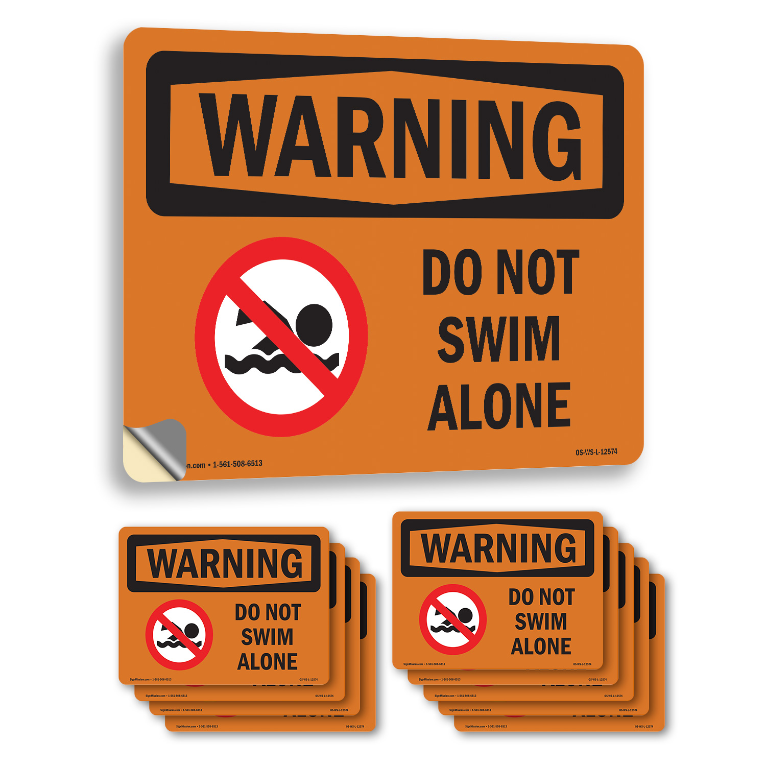 Do Not Swim Alone OSHA WARNING Vinyl Decal Label 24 Inch x 18 Inch - 10 ...