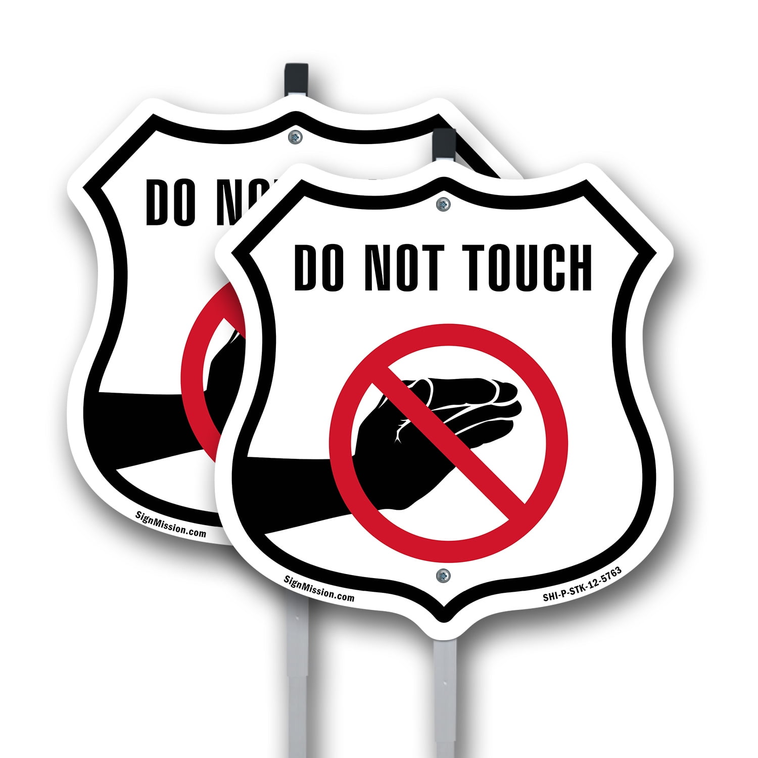 Do Not Touch (2 Pack) 12 inch X 12 inch Shield Shaped Commercial Grade ...