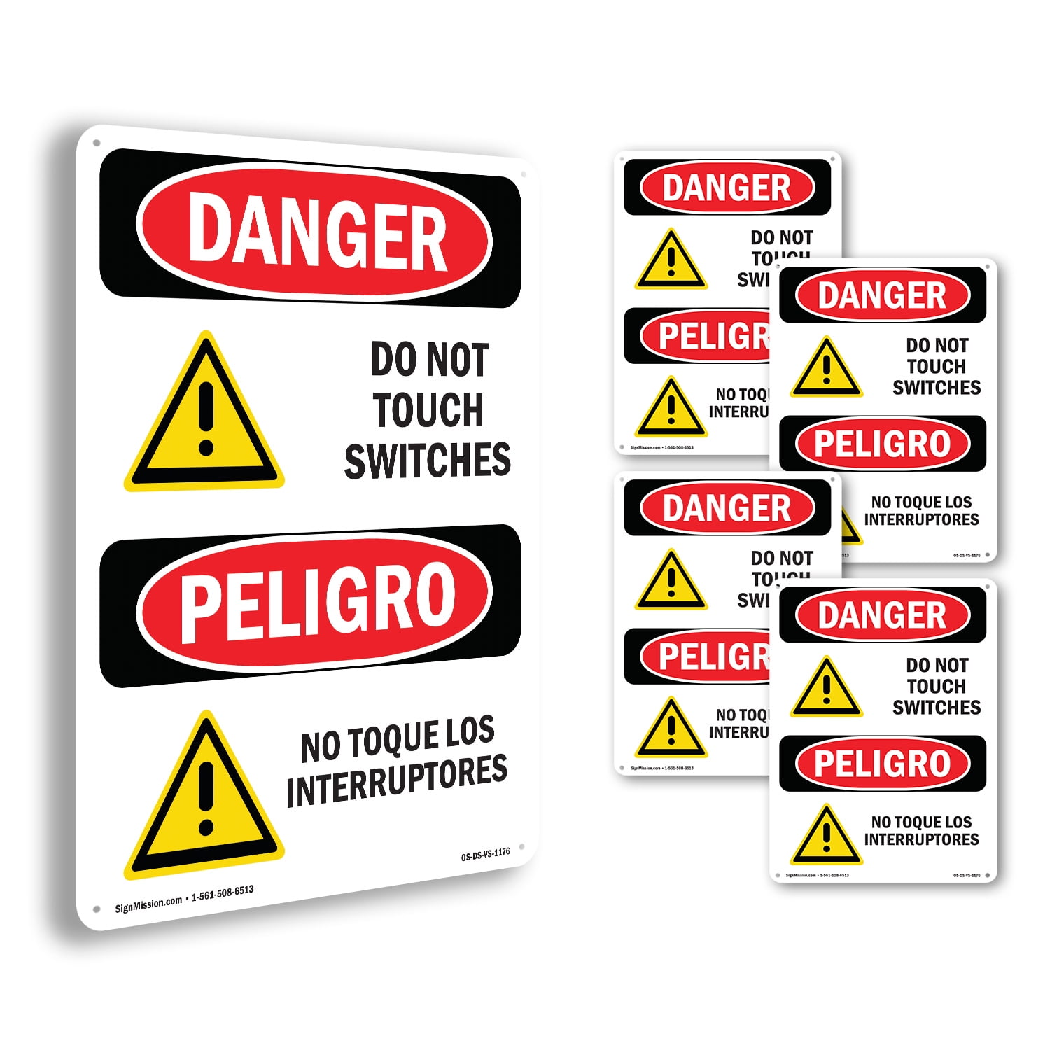 Do Not Touch Switches Bilingual OSHA Danger Aluminum Sign 18 Inch x 12 ...