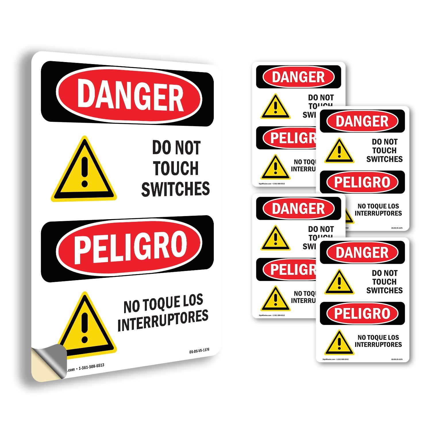 Do Not Touch Switches Bilingual OSHA Danger Vinyl Decal Label 10 Inch x ...