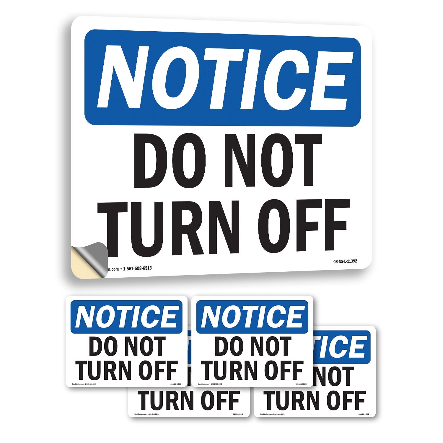 Do Not Turn Off OSHA Notice Vinyl Decal Label 24 Inch x 18 Inch - 5 ...