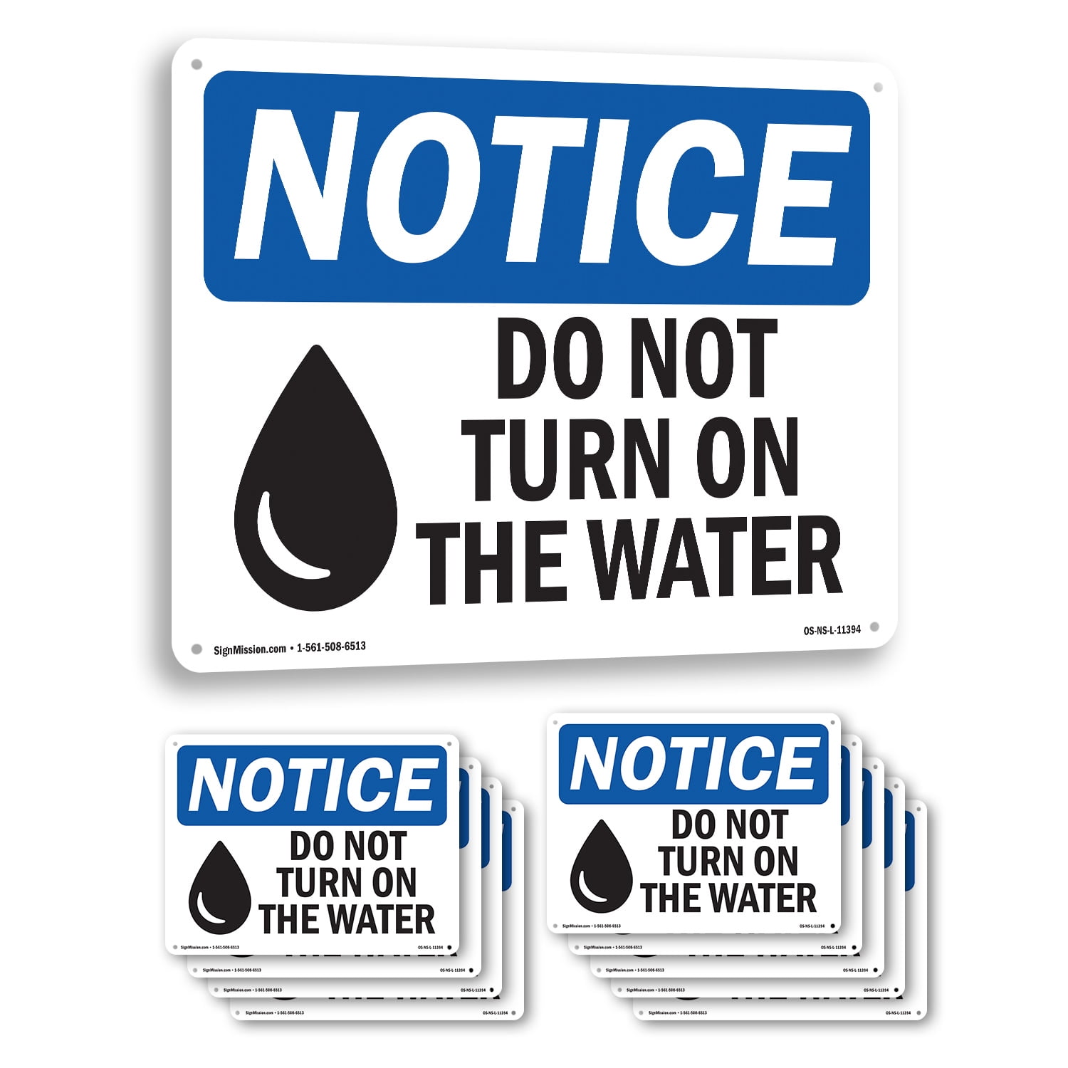 Do Not Turn On The Water OSHA Notice Rigid Plastic Sign 24 Inch x 18 ...
