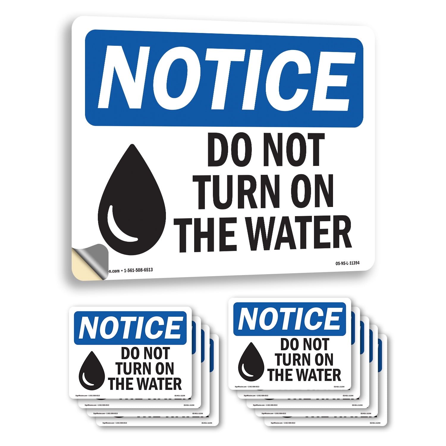 Do Not Turn On The Water With Symbol OSHA Notice Vinyl Decal Label 24 ...