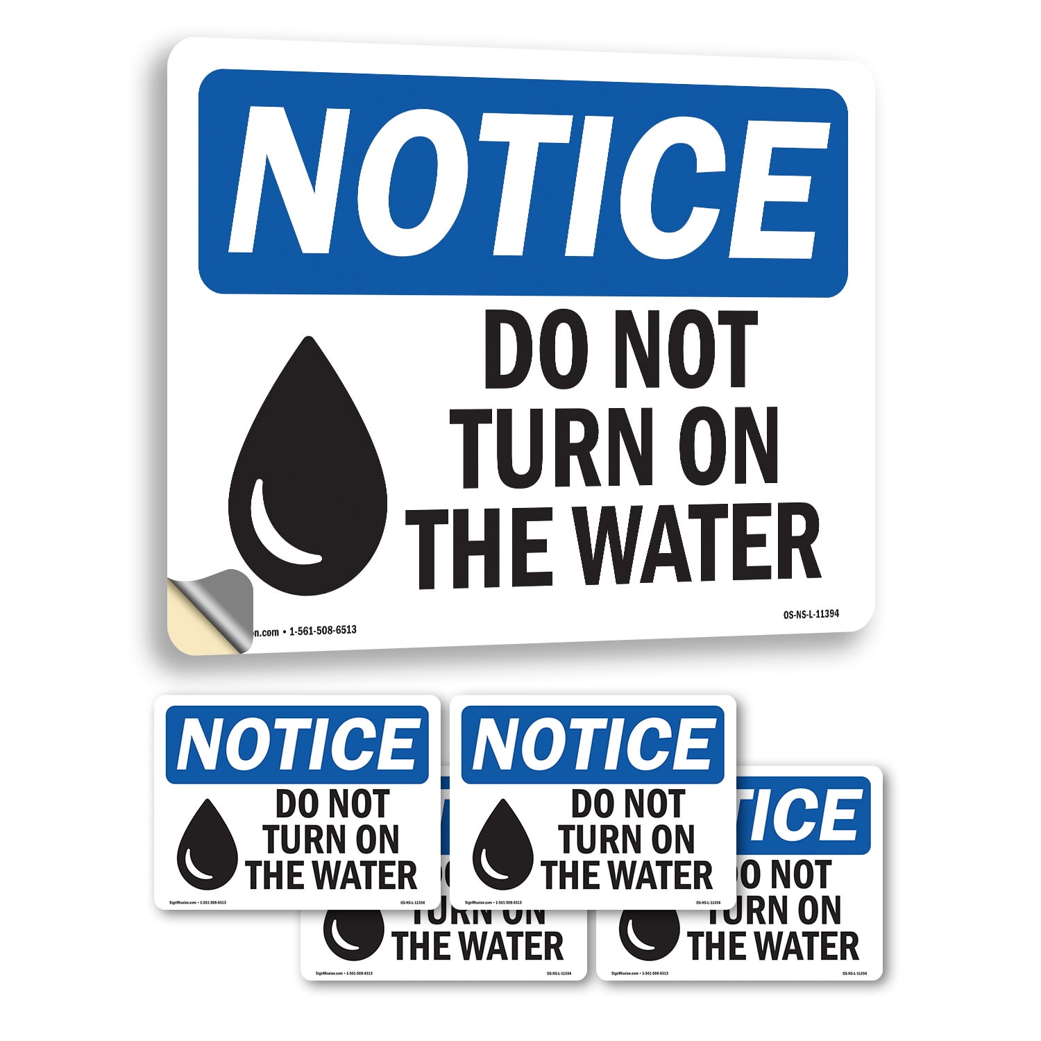 Do Not Turn On The Water With Symbol OSHA Notice Vinyl Decal Label 5 ...