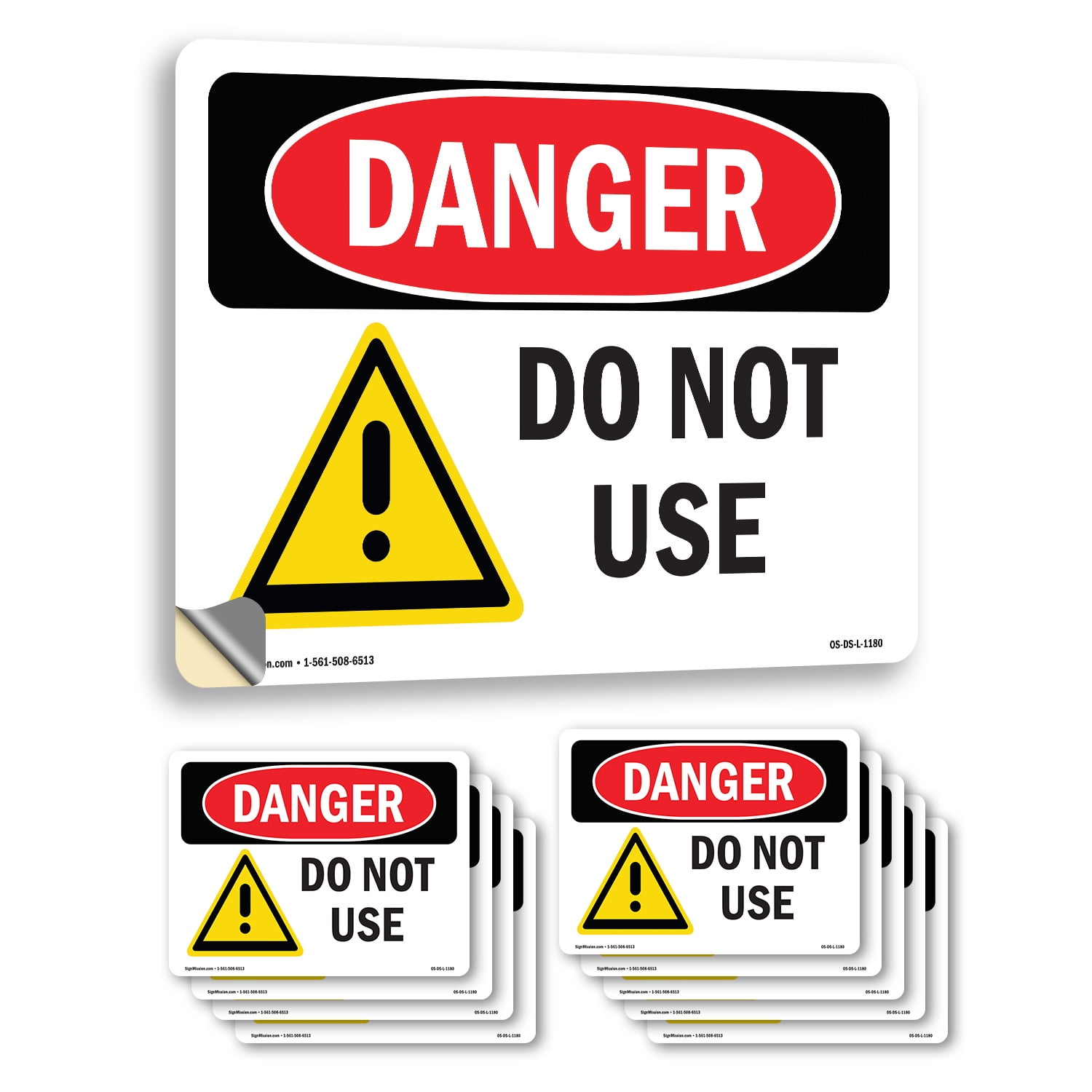 Do Not Use OSHA Danger Vinyl Decal Label 18 Inch x 12 Inch - 10 Pack ...