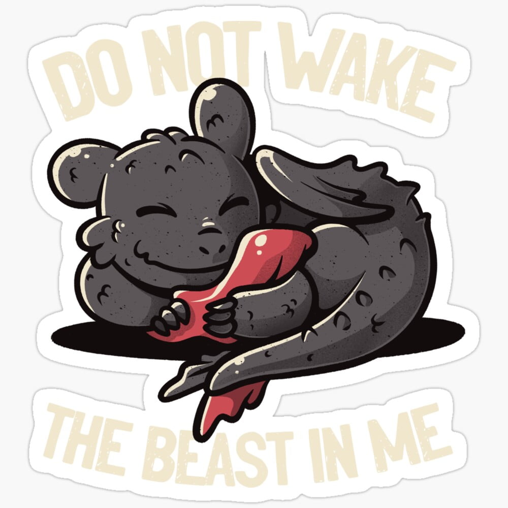 Do Not Wake The Beast Cute Lazy Dragon Gift Sticker Phone Decal Water ...