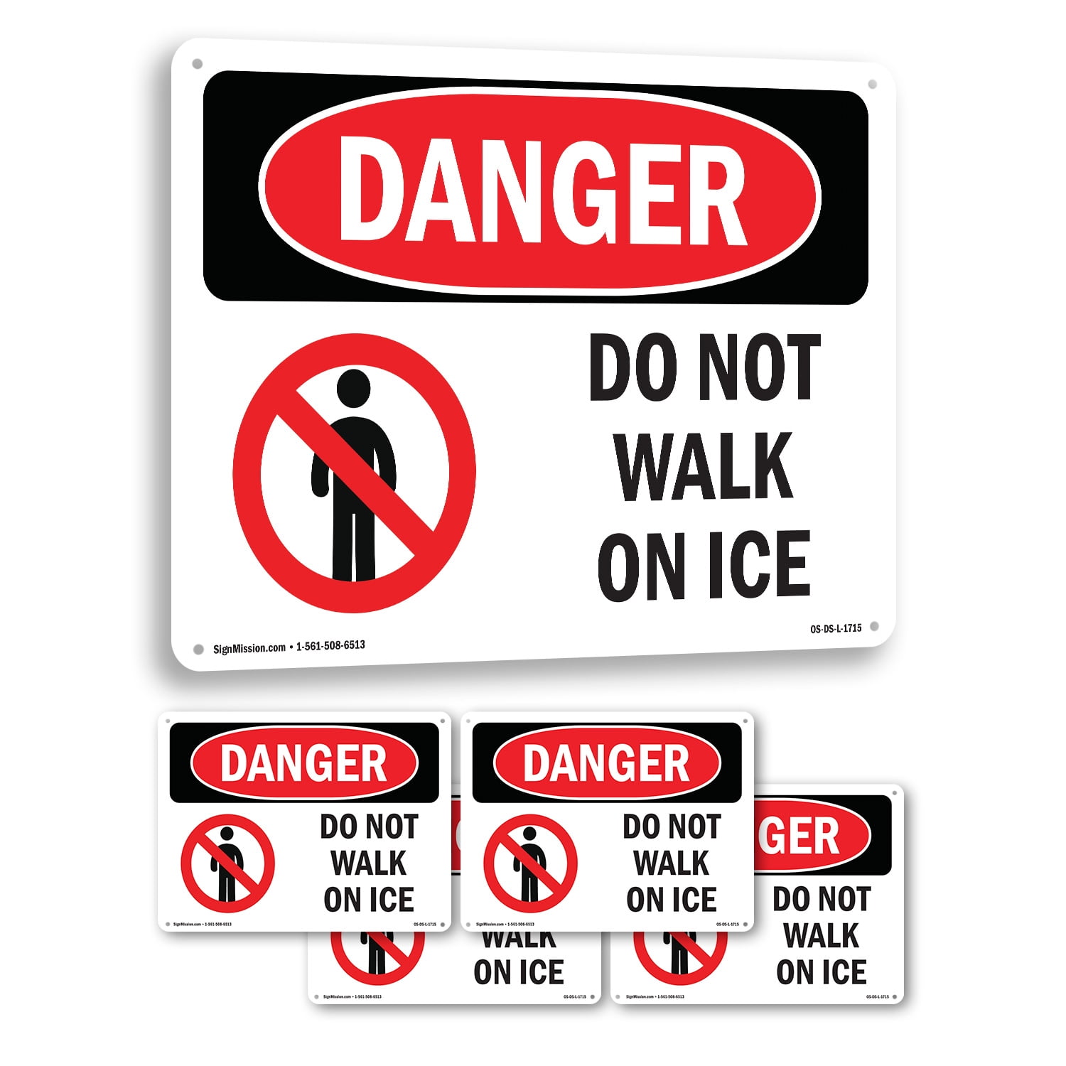 Do Not Walk On Ice OSHA Danger Aluminum Sign 10 Inch x 7 Inch - 5 Pack ...