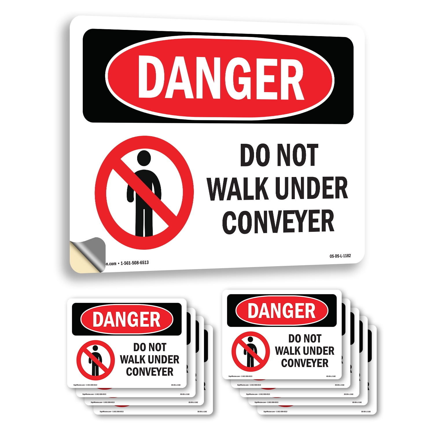 Do Not Walk Under Conveyor OSHA Danger Vinyl Decal Label 24 Inch x 18 ...