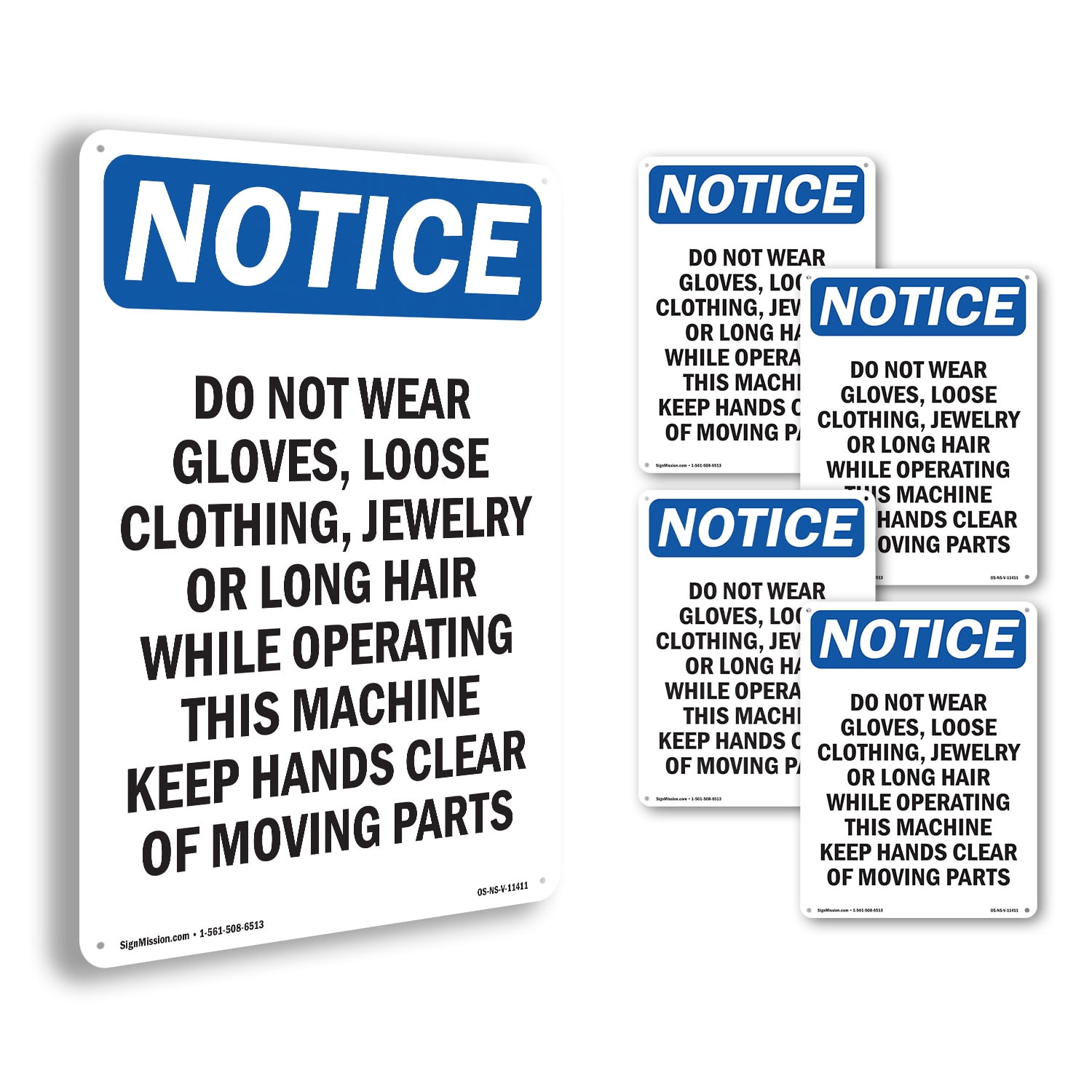 Do Not Wear Gloves Loose Clothing OSHA Notice Rigid Plastic Sign 18 ...