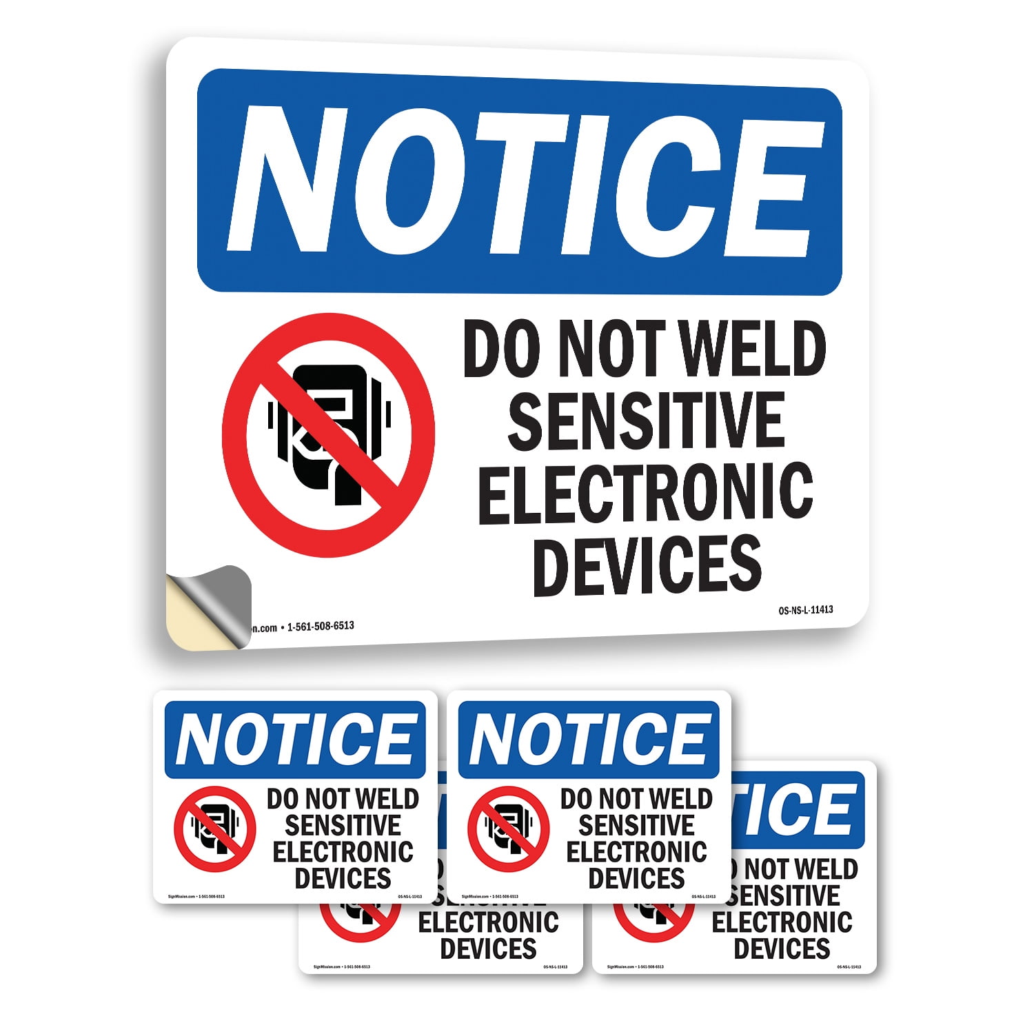 Do Not Weld Sensitive Electronic With Symbol OSHA Notice Vinyl Decal Label 18 Inch x 12 Inch - 5 ...