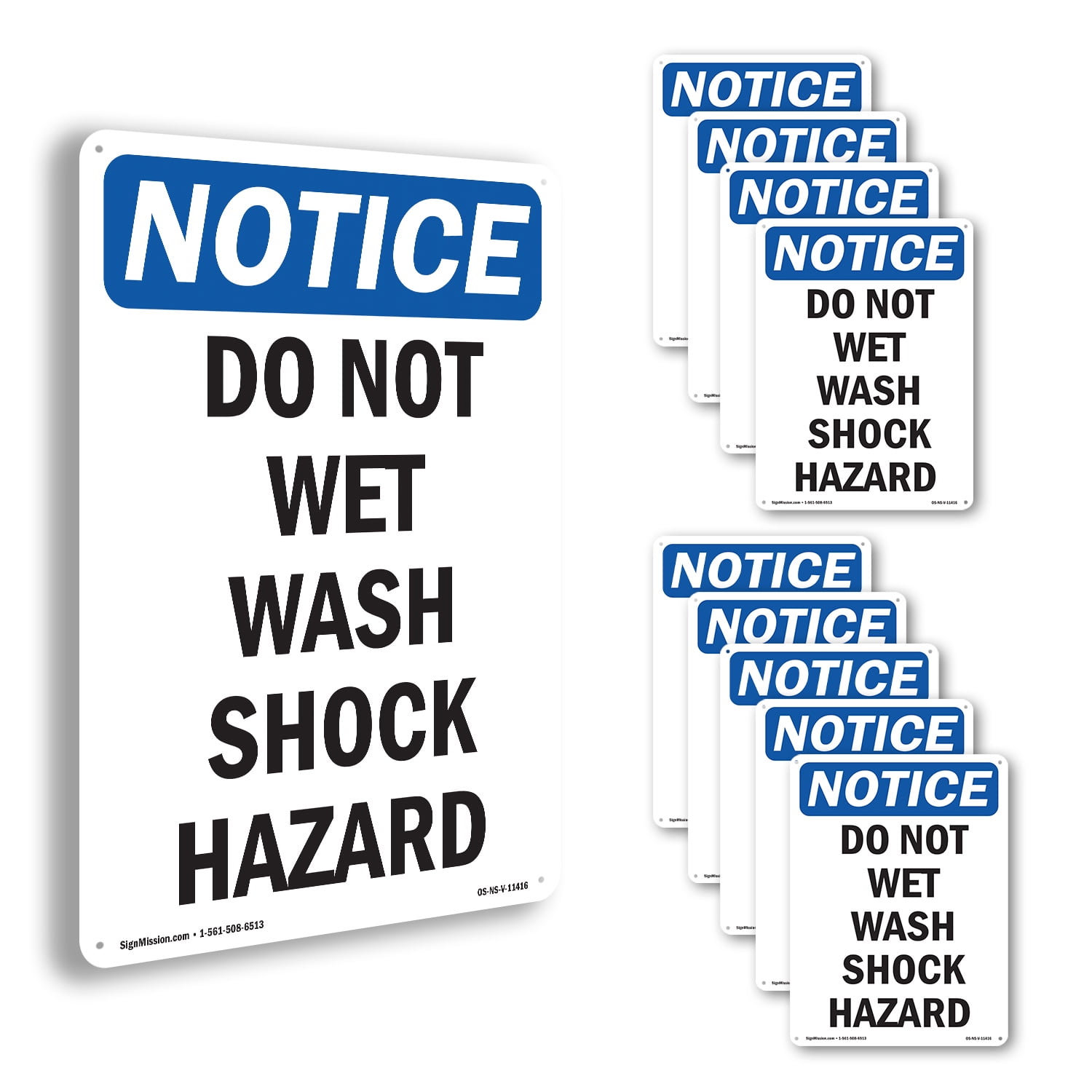 Do Not Wet Wash Shock Hazard OSHA Notice Rigid Plastic Sign 18 Inch x ...