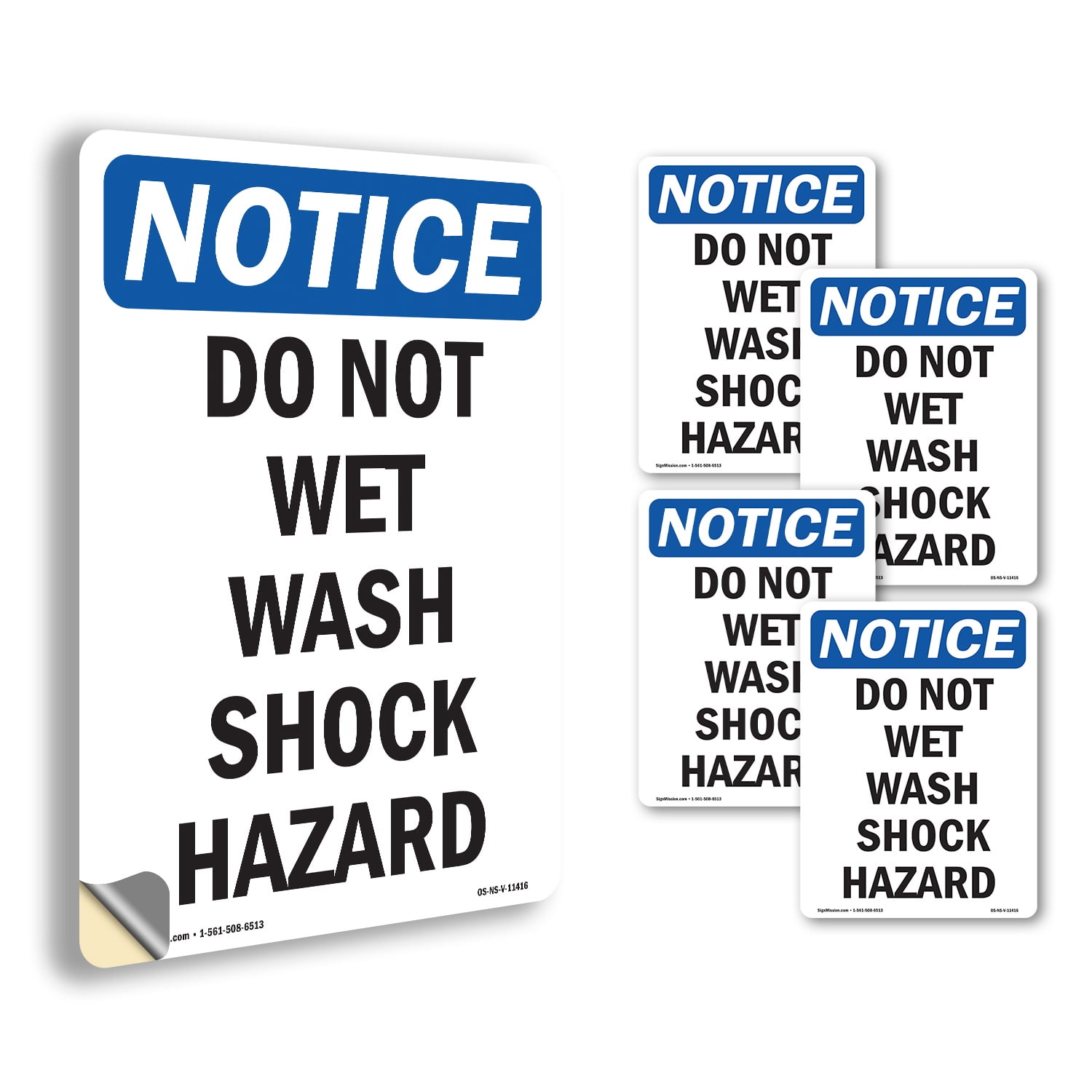 Do Not Wet Wash Shock Hazard OSHA Notice Vinyl Decal Label 18 Inch x 12 ...