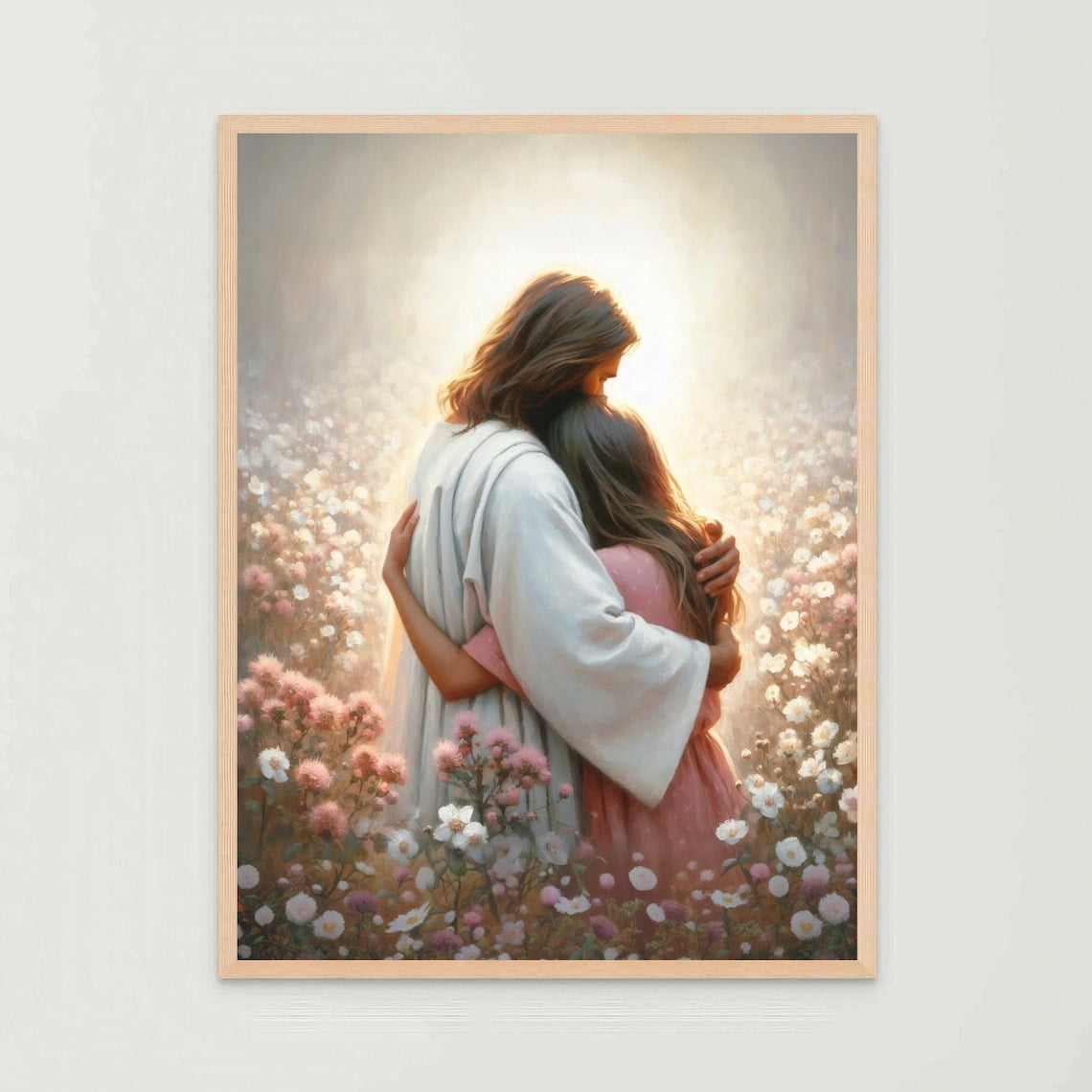 Do You Know Him Christian Art Jesus Hugging Girl Bible Wall Print ...