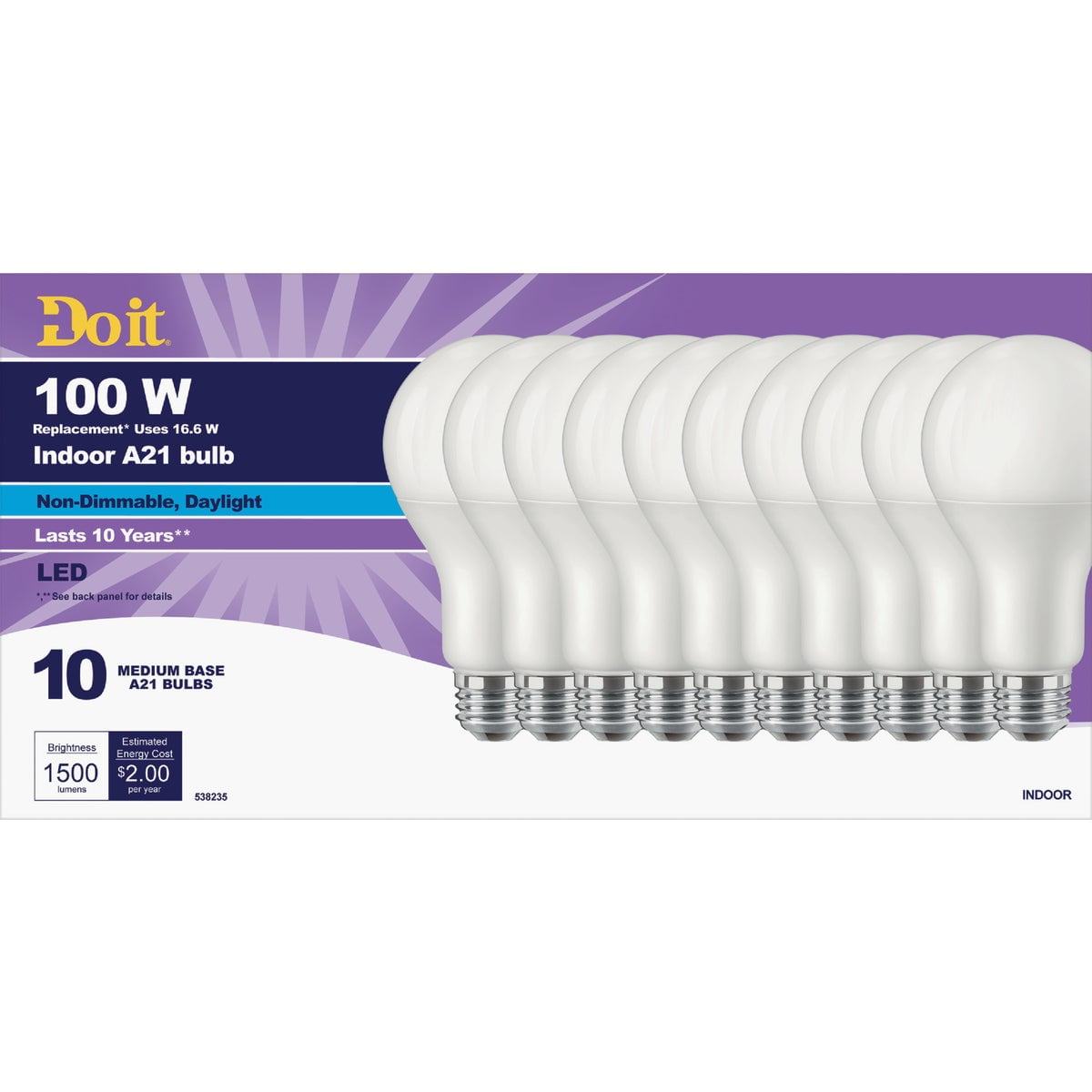 Do it 100W Equivalent Daylight A21 Medium LED Light Bulb, Title 20 (10 ...