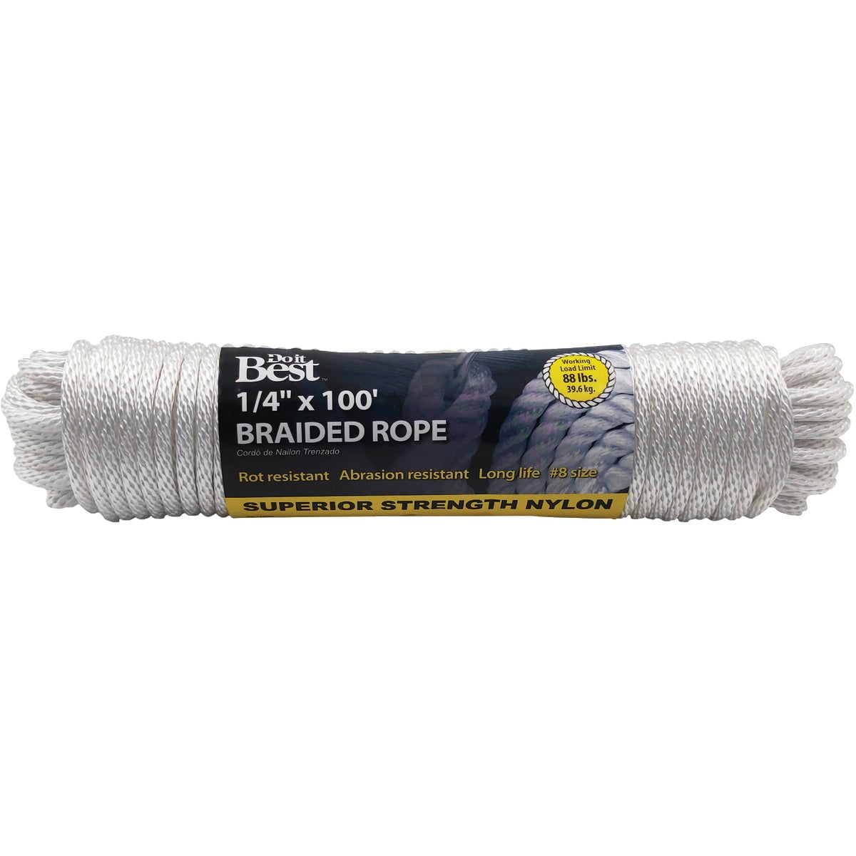 Do it Best 1/4 In. x 100 Ft. White Braided Nylon Packaged Rope 707066 ...