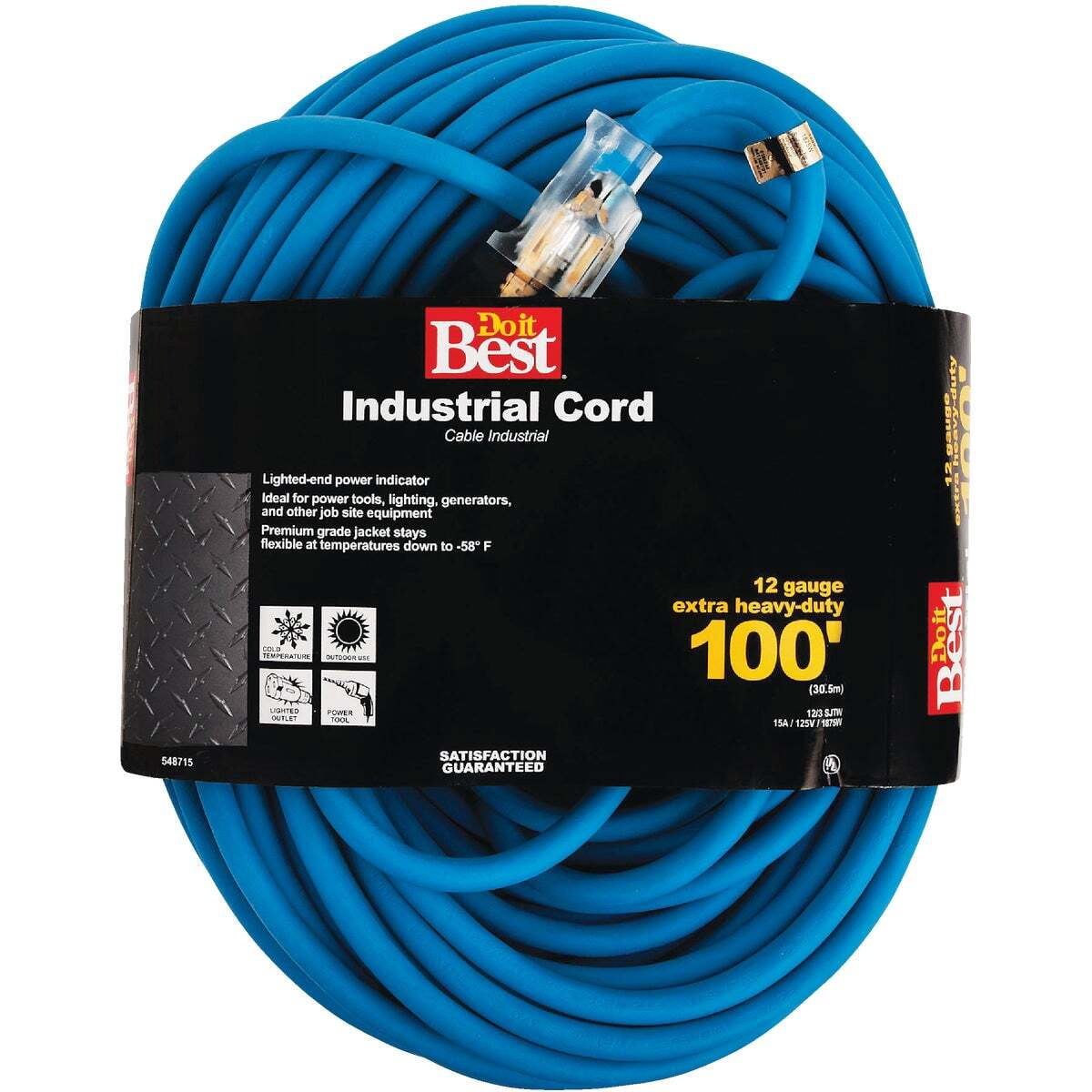 Do it Best 100 Ft. 12/3 Industrial Outdoor Extension Cord RL-JTW123-100 ...