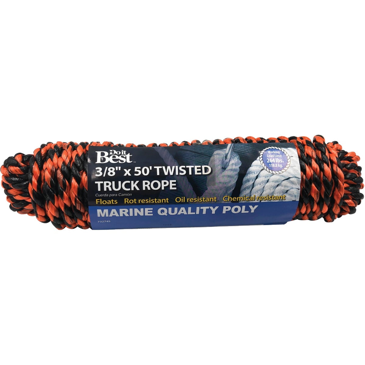 Do it Best 3/8 In. x 50 Ft. Orange & Black Truck Polypropylene Packaged ...
