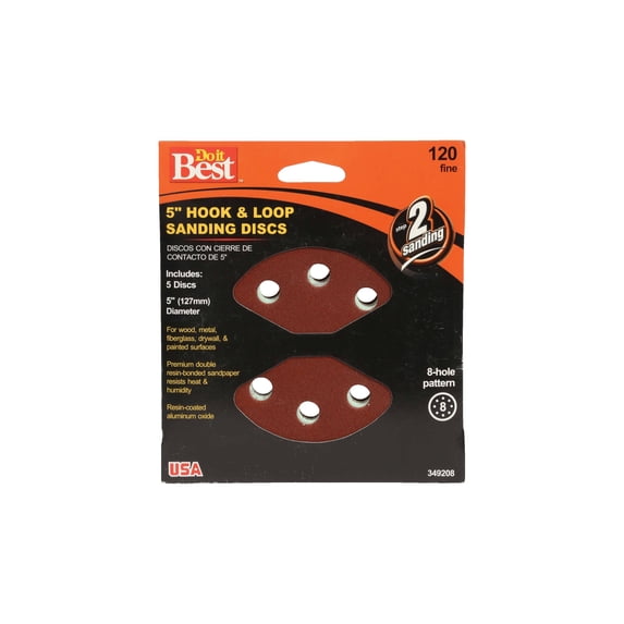 Do it Best 5 In. 8-Hole Hook & Loop Vented Sanding Disc - Pack of 4 ...