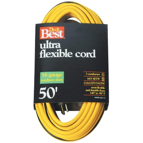 Woods Extension Cord Medium Duty Water-Resistant - 25' Yellow 120V 13A ...