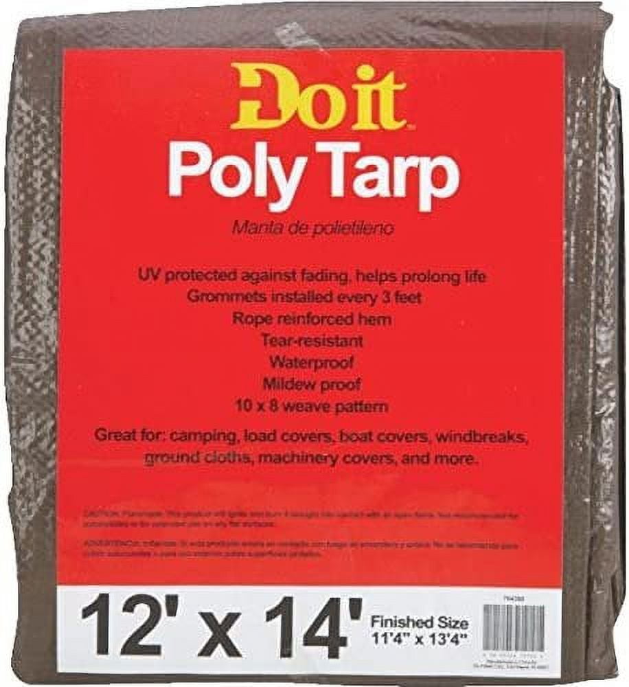 Do it Medium-Duty Waterproof Brown/Green Poly Tarpaulin Cover, 12x14 BR ...
