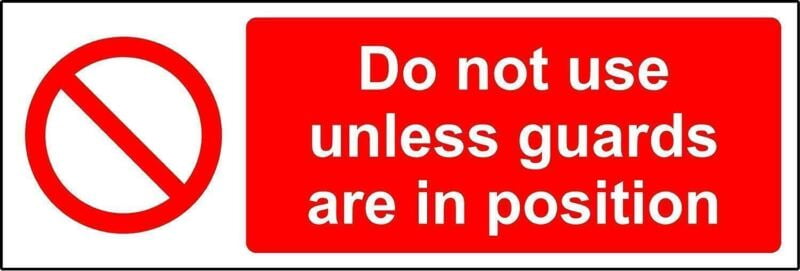 Do not use unless guards are in position Mandatory Sign metal park ...