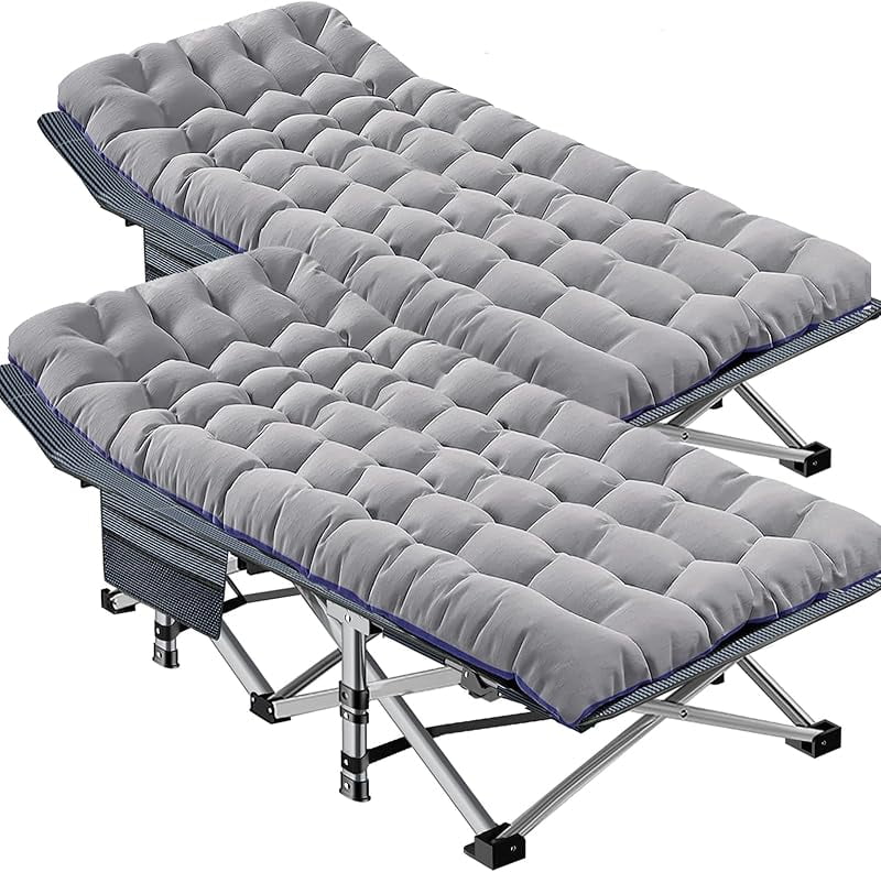 DoCred Oversized XXL Folding Camping Cot with Mattress, 2 Pack Heavy ...