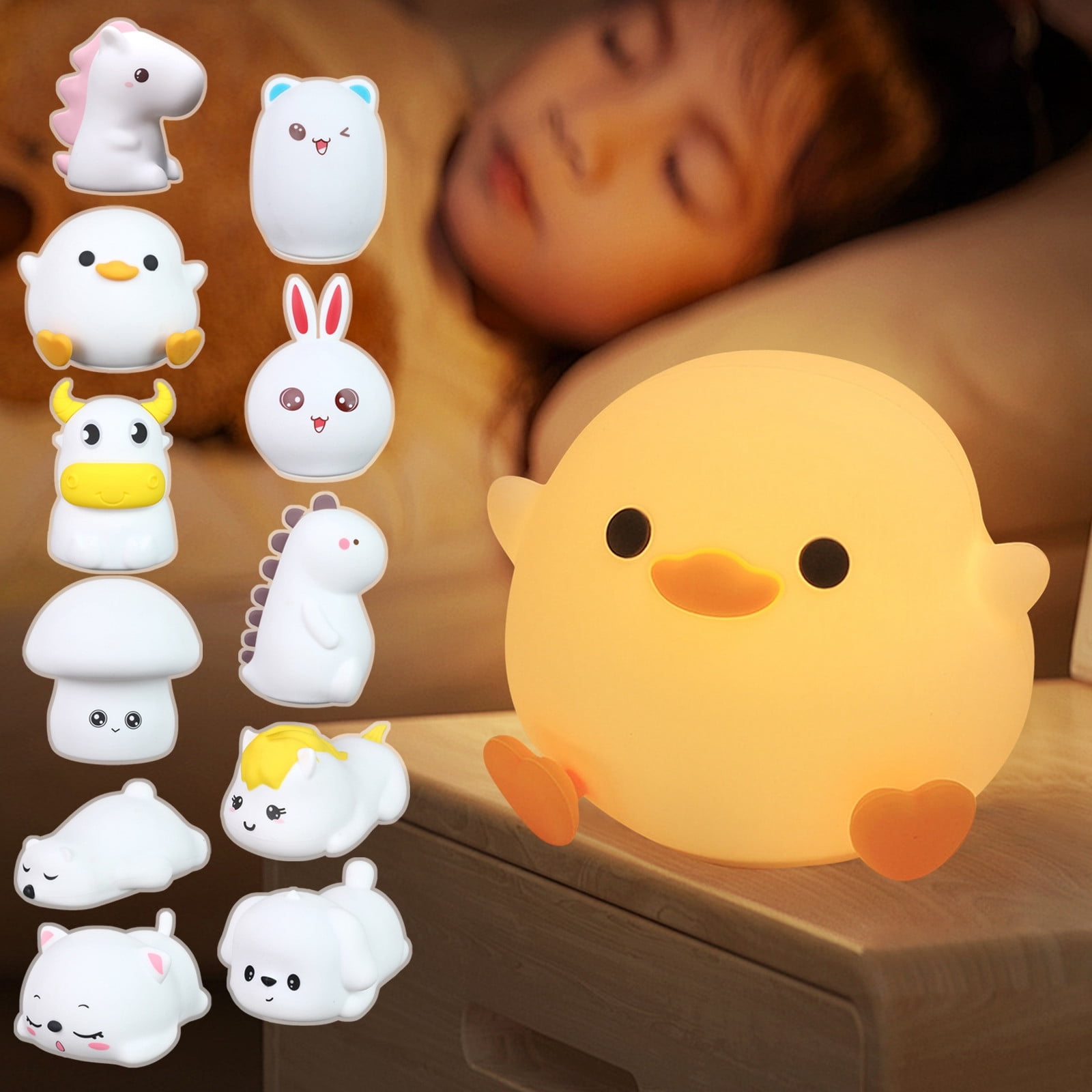 DoDo Unicorn Night Light, Animal Silicone Nursery Lamp with Dimmable ...