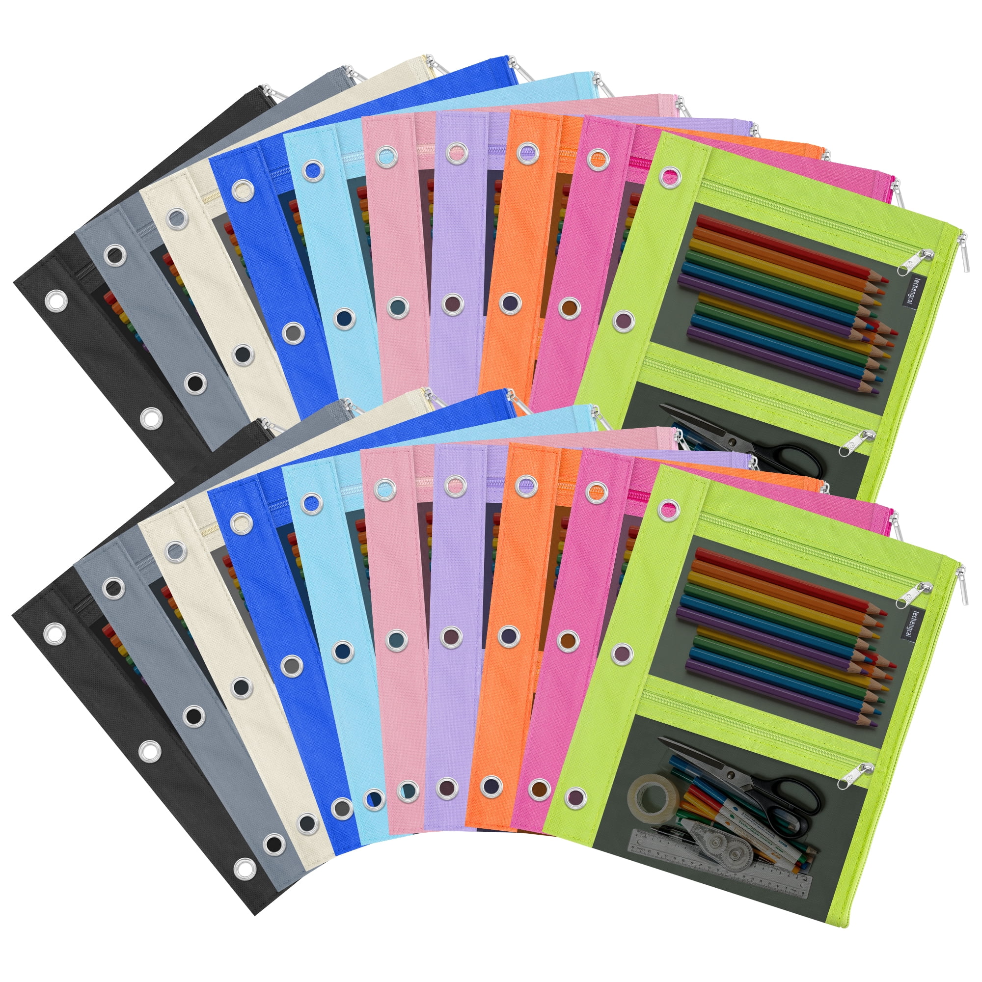 DoDoMaganxadu 20 Pack 3 Ring Binder Pencil Pouch, 11