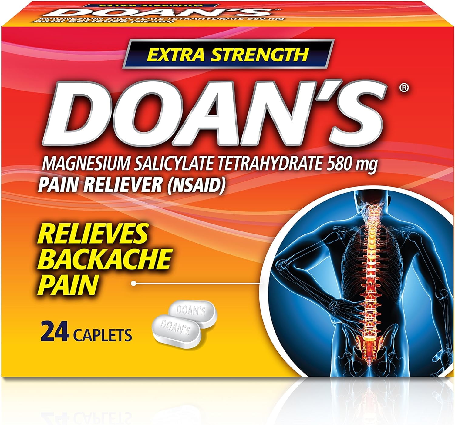 Doan's Extra Strength Backache Pain Reliever, Caplets, 24 Count ...