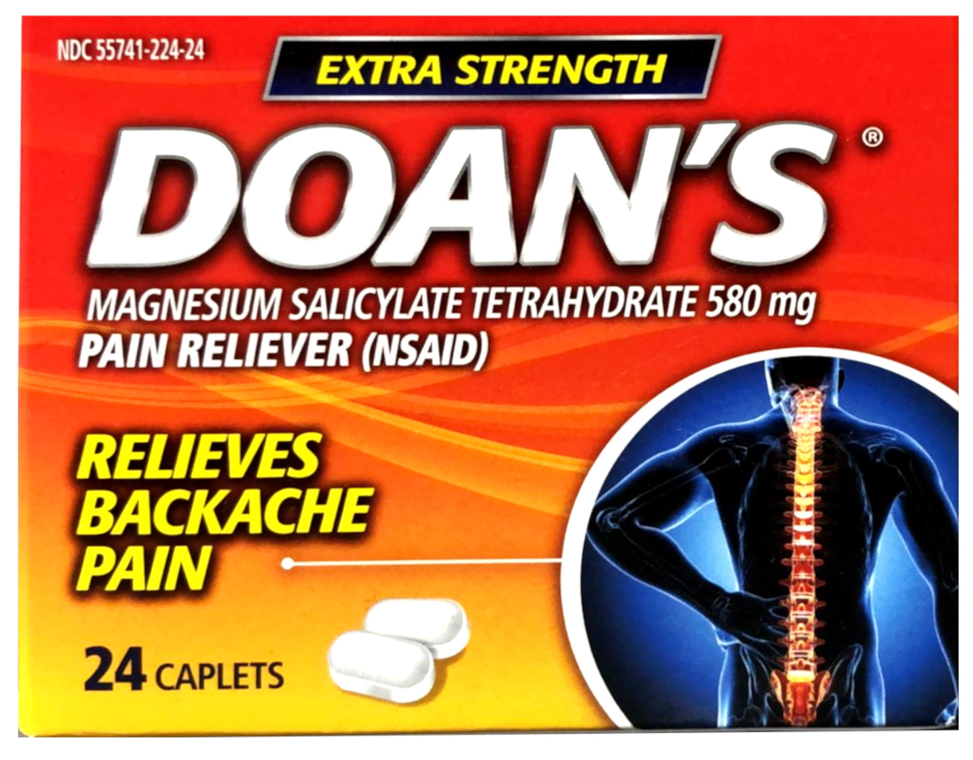 Doans Backache Pain Reliever Caplets NSAIDs with Extra Strength 580 mg ...
