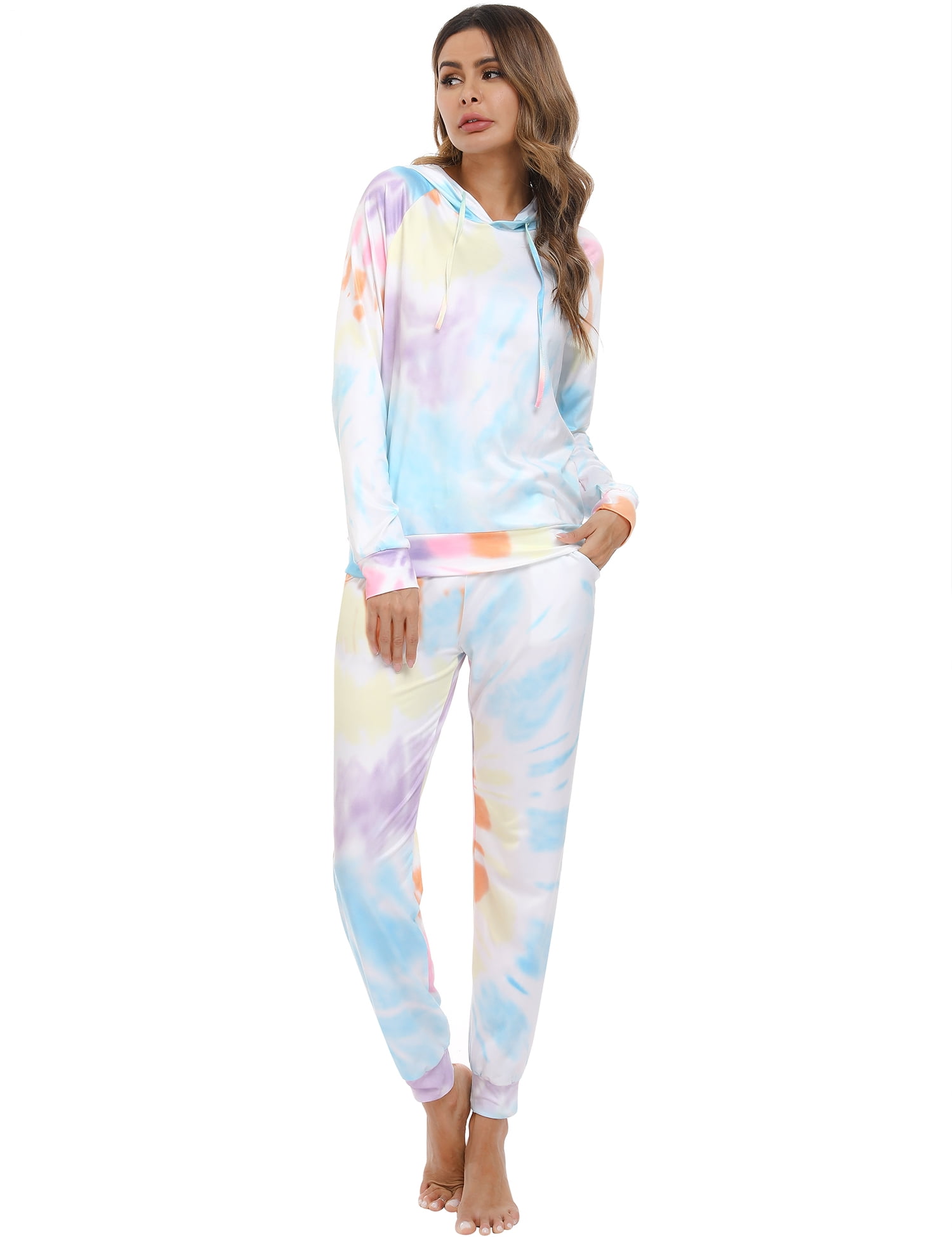 Doaraha Womens Pajamas Set Tie Dye Two Piece Long Sleeve Sweatshirt ...