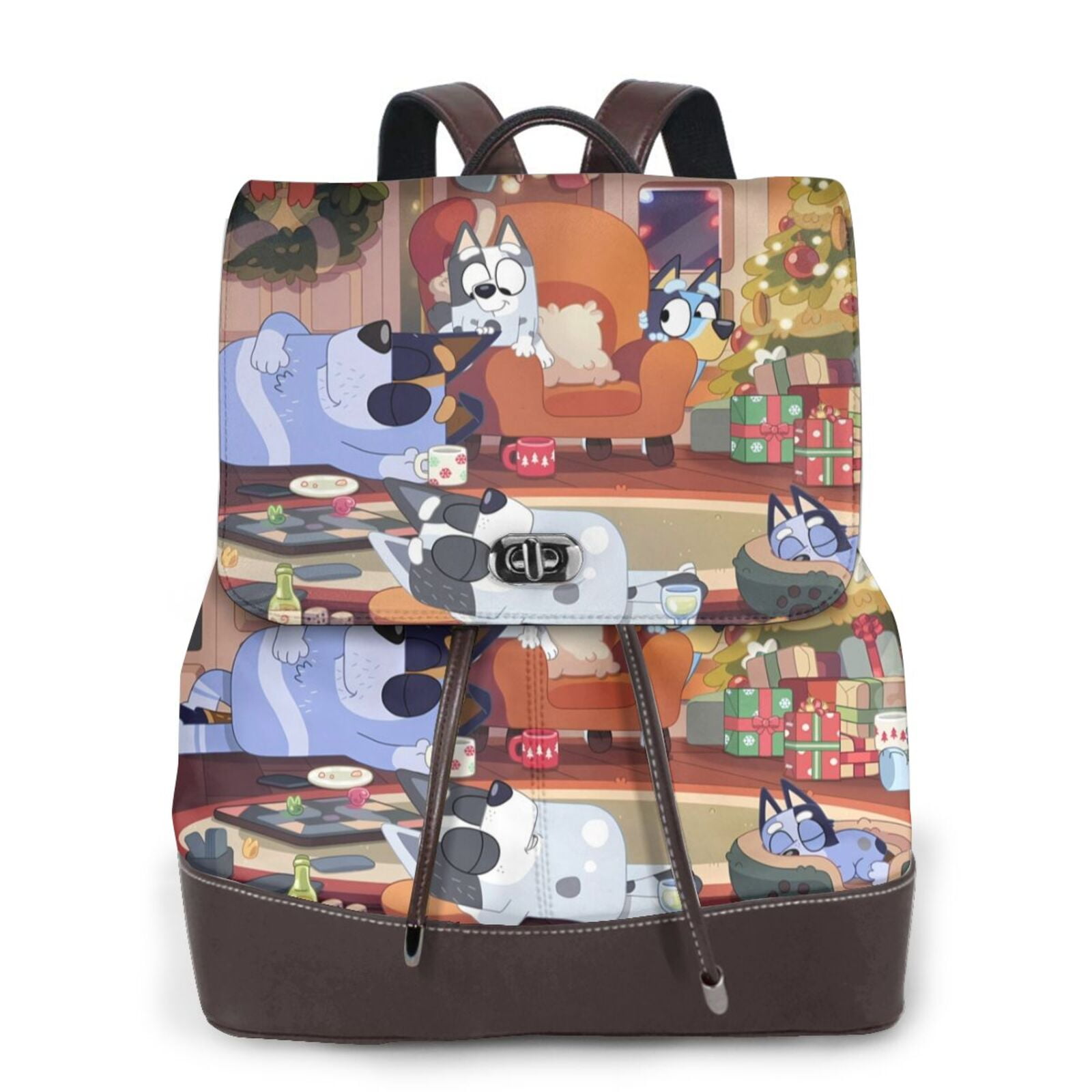 Doayai Bluey Print Women Genuine Leather Backpack ,Leather Laptop ...