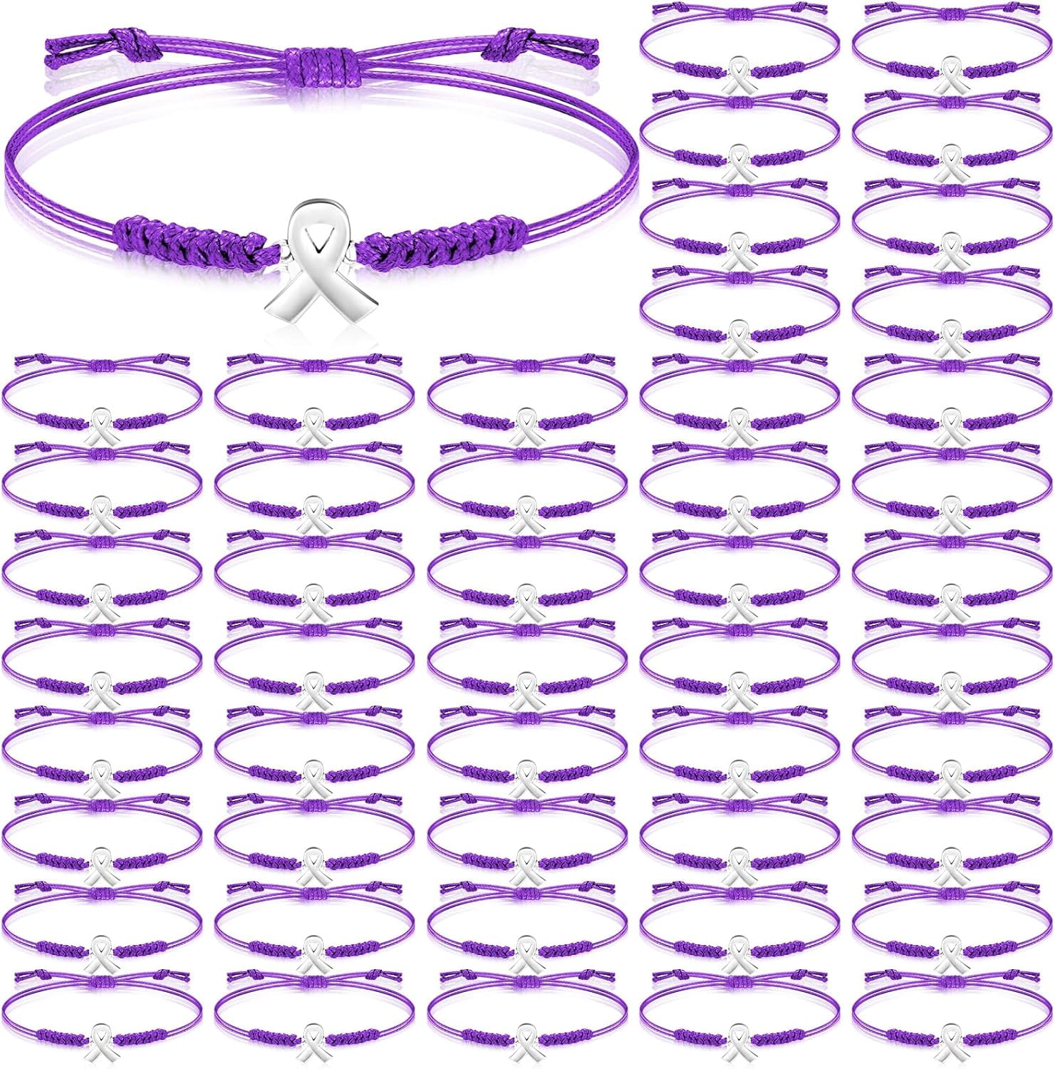 DobGot 20/50 Pcs Purple Pancreatic Cancer Awa S Bracelets Adjustable ...