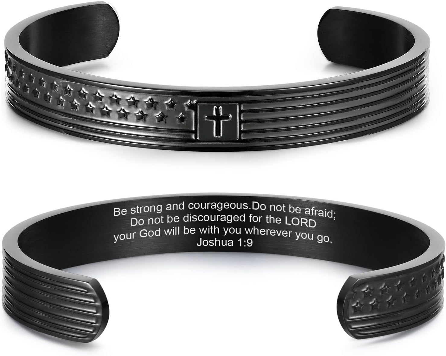 DobGot Cross Cuff Bangle Bracelets For Men : Engraved Inspirational ...