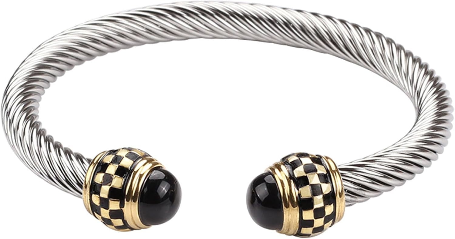 DobGot Designer Twisted Cable Bracelets | Stainless Steel Two Toned ...
