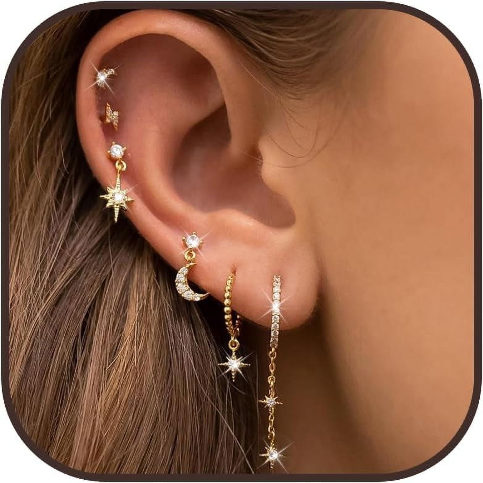 DobGot Gold Huggie Earrings For Women Trendy Dainty Earring Stacks 14K Gold Hoop Earrings ...