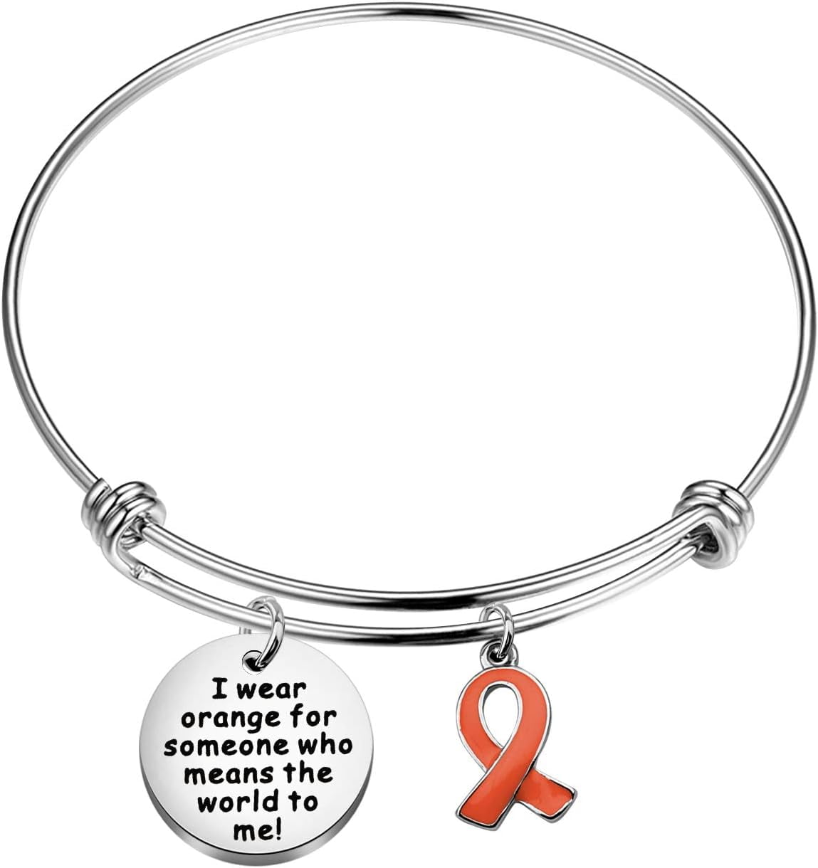 DobGot Orange Awa S Ribbon Charm Bracelet Kidney Cancer Leukemia Ltiple Sclerosis Awa S Jewelry ...