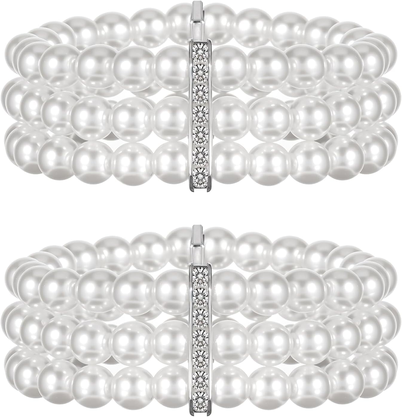 DobGot Pearl Cuff Bracelet 2Pcs 1920S Imitation Pearl Bracelet Multi ...
